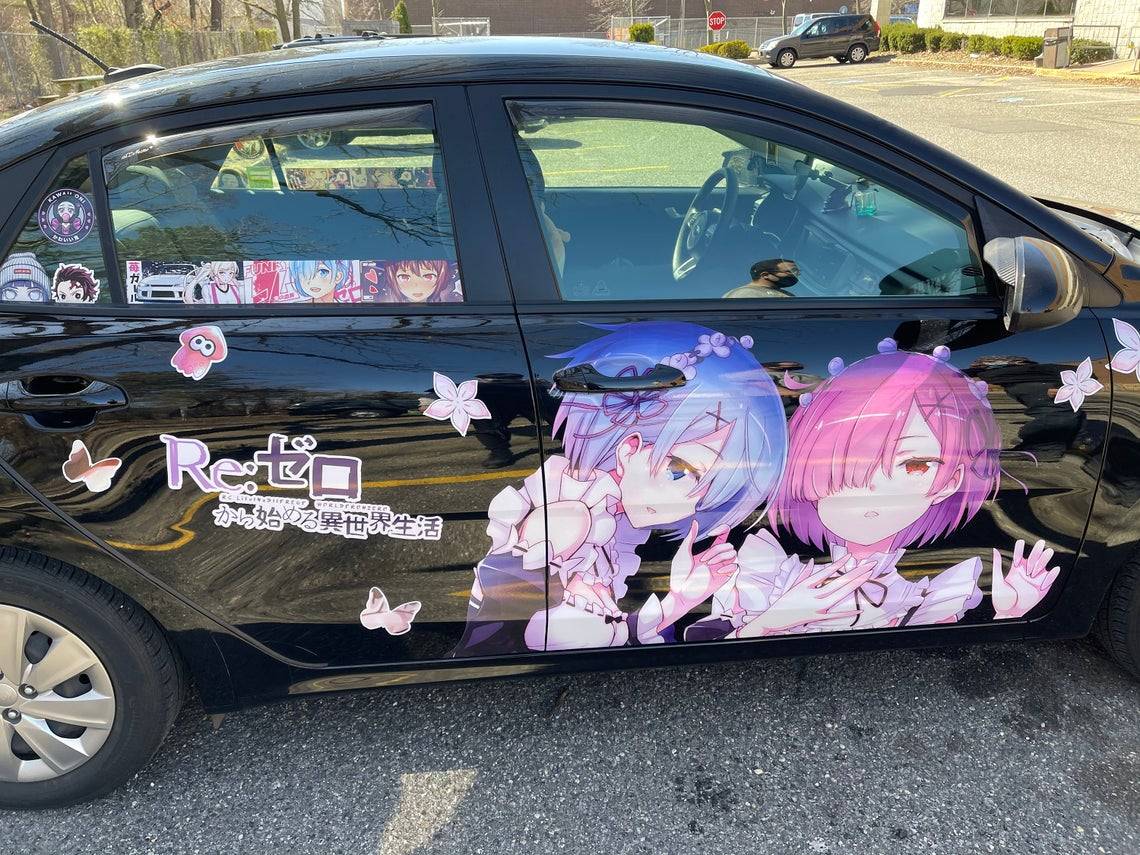 Anime ITASHA Re Zero Car Wrap Door Side Fit With Any Cars Vinyl graphics car stickers Car Decal